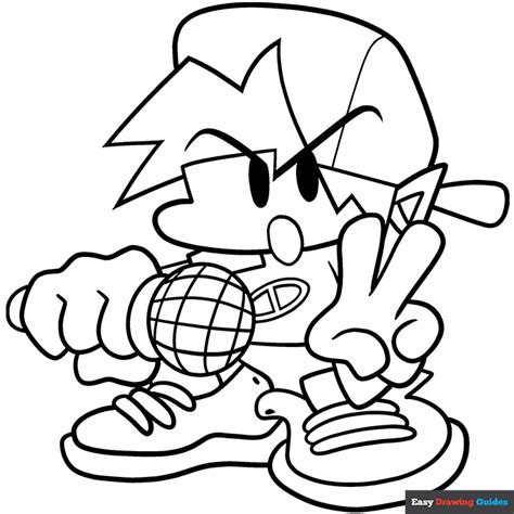 Friday Night Funkin Character Coloring Page Easy Drawing Guides