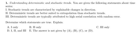 Solved 1 Understanding Deterministic And Stochastic Trends
