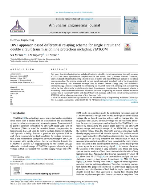Pdf Dwt Approach Based Differential Relaying Scheme For Single Circuit And Double Circuit