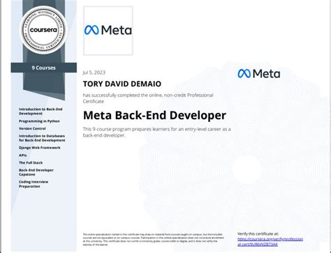 tory demaio on linkedin meta coursera courseracertified