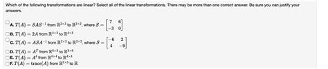 solved which of the following transformations are linear