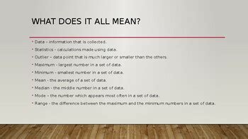 Data And Statistics Mean Median Mode And Range Powerpoint By KLyons