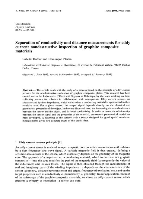 Pdf Separation Of Conductivity And Distance Measurements For Eddy Current Nondestructive
