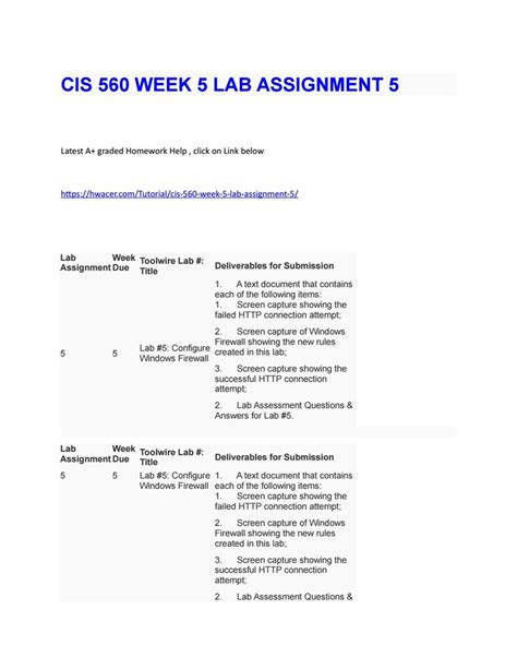 Cis 560 Week 5 Lab Assignment 5
