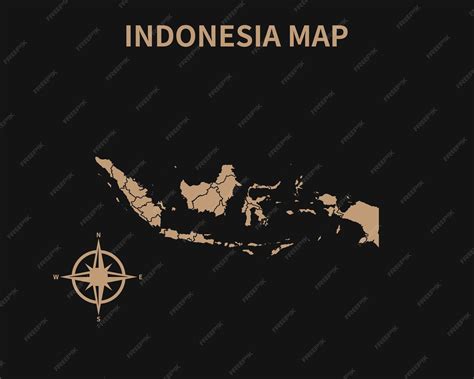 Premium Vector Detailed Old Vintage Map Of Indonesia With Compass And Region Border Isolated