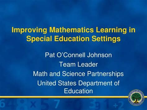 Ppt Improving Mathematics Learning In Special Education Settings Powerpoint Presentation Id