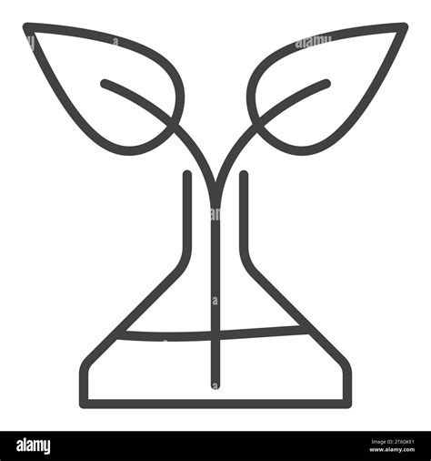 Flask With Plant Vector Chemistry Concept Icon Or Symbol In Outline
