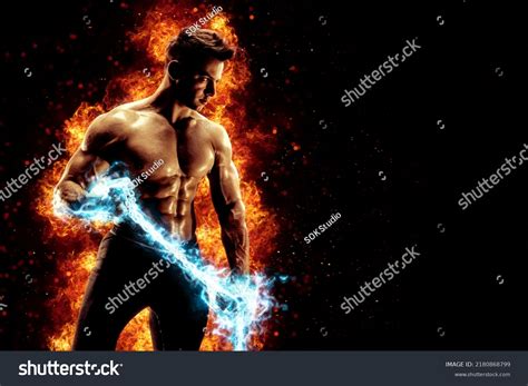 Muscular Man Naked Torso Holding Electric Stock Photo Shutterstock