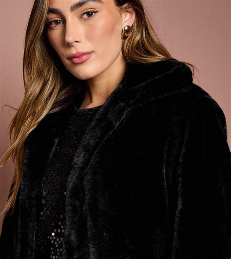 Buy Coast Faux Fur Collared Longline Coat In Black 6thstreet Uae