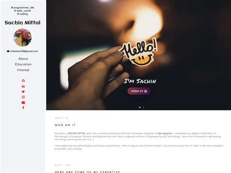 react portfolio by mittalsam98 a html template built at lightspeed