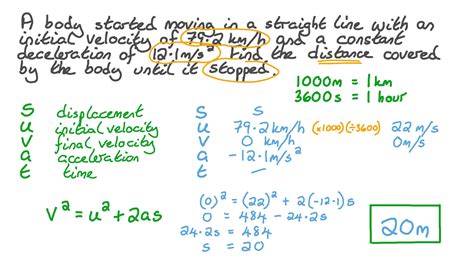 Question Video Finding The Distance Covered By A Decelerating Body