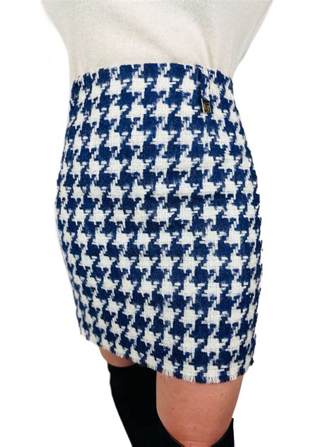 Houndstooth Mini Skirt Ink And Cream Latham And Taylor