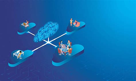 Design Concept For Cloud Storage And Data Sharing People Collaborating Vector Electronic