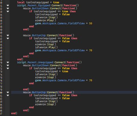Gun Keeps Aiming When Unequipped Scripting Support Developer Forum Roblox