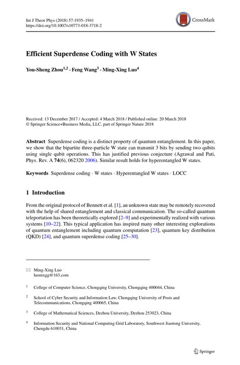 pdf efficient superdense coding with w states