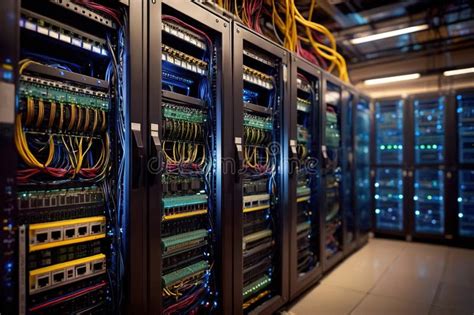 Computer Network Server Room Data Communications Technology Wiring Cables Stock Illustration