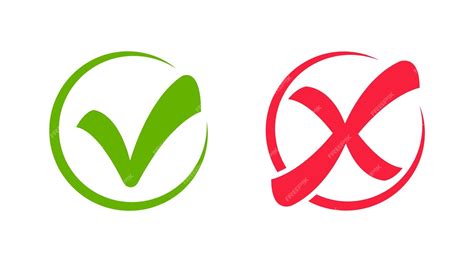 Значки галочек зеленая галочка и красный крест Премиум векторы