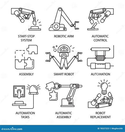 Assembly Line Icon Set Stock Vector Illustration Of Manufacture 78337223
