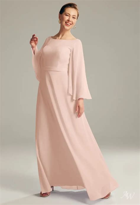 Aw Verity Dress Lilac Chiffon Floor Length Bateau Neckline Mother Of