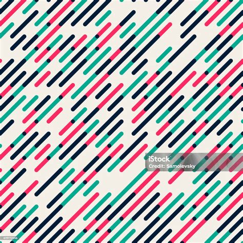 Vector Seamless Parallel Diagonal Red Green Overlapping Color Lines Pattern Stock Illustration