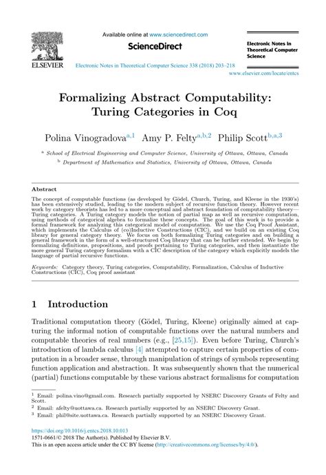 Pdf Formalizing Abstract Computability Turing Categories In Coq