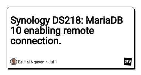 Unable To Connect To Mariadb Installed On Synology Configuration Home Assistant Community