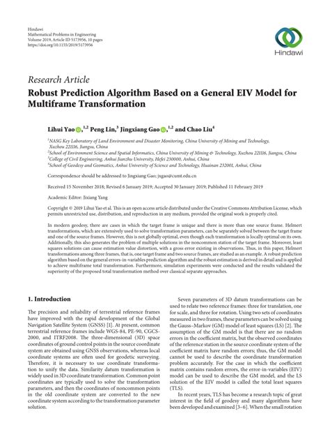 pdf robust prediction algorithm based on a general eiv model for