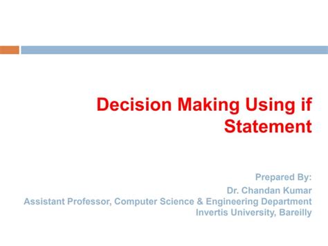 Decision Making Using If Statement Ppt