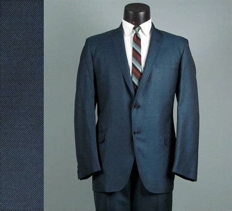 Vintage Mens Suit 1960s Teal Blue True Sharkskin By Jauntyrooster 275