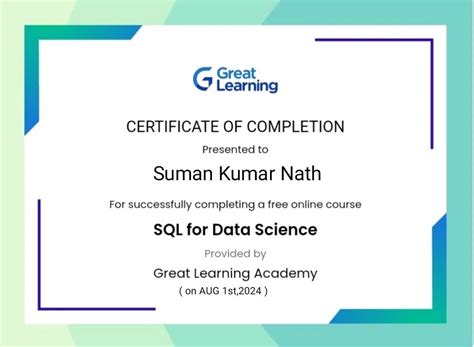 Suman Kumar Nath On Linkedin Hi All I Have Successfully Completed The Sql For Data Science