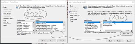 add plotter wizard have disk button disappear autodesk community