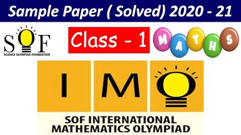 International Mathematics Olympiad Class 1 Exam Question Mtg Imo
