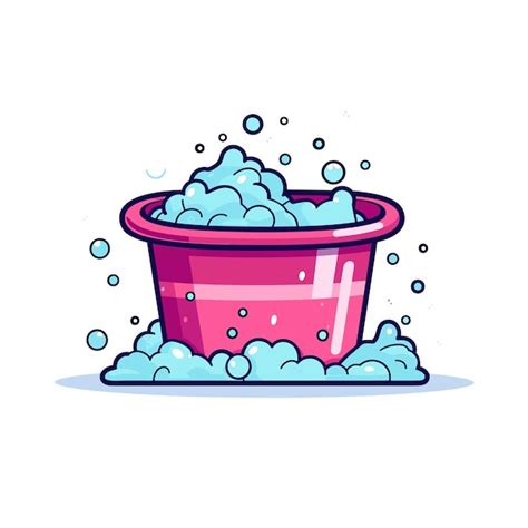Premium Vector Vector Of A Pink Foam Filled Bucket With Bubbles