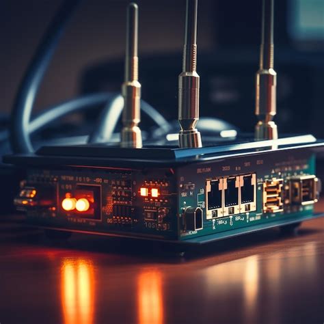 Premium Photo Closeup Connectivity Modern Router With Pluggedin Cables