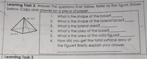 Solved Leaming Task 2 Answer The Questions That Follow Refer To The