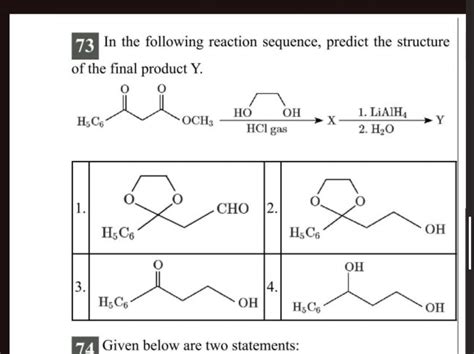 73 In The Following Reaction Sequence Predict The Structure Of The Final