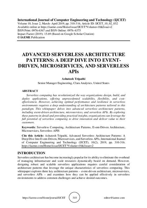 Pdf Advanced Serverless Architecture Patterns A Deep Dive Into