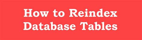 SQL SERVER ReIndexing Database Tables And Update Statistics On Tables SQL Authority With