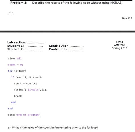 Solved Problem 3 Describe The Results Of The Following Code