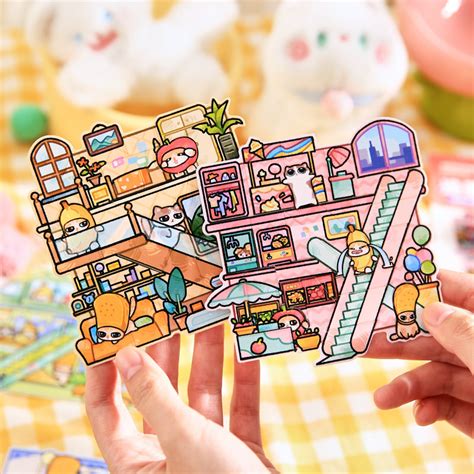 เว่ยเว่ย 3 ชิ้น [ชุดห้องคัดกรองชีวิต] วัสดุแมวสร้างสรรค์สําหรับเด็กวางแผนสนุกตกแต่งสติกเกอร์