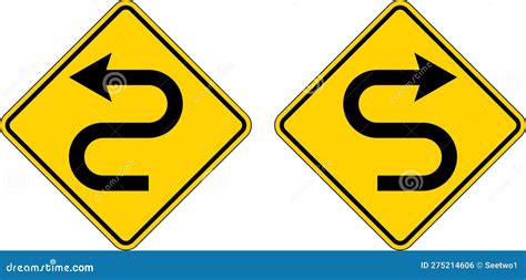 Warning Sign Double Curve Symbol On White Background Vector Illustration CartoonDealer Com