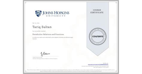 Completion Certificate For Precalculus Relations And Functions Tariq