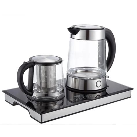 220 В 1800 Вт стеклянный чайный набор термоизоляция Электрический чайник синий свет горящий