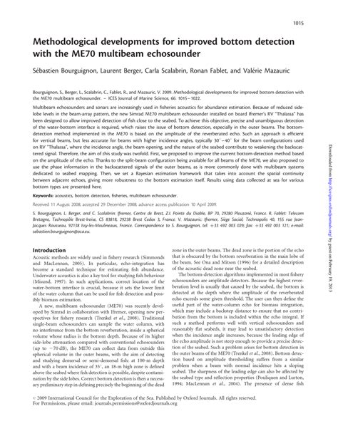 Pdf Methodological Developments For Improved Bottom Detection With The Me70 Multibeam Echosounder