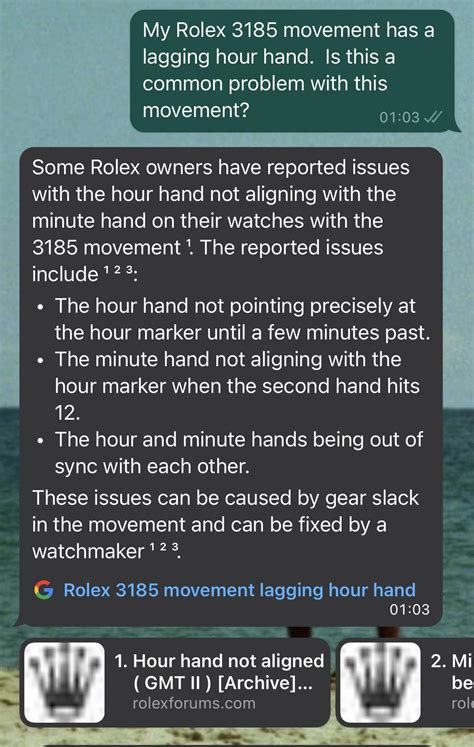 3185 movement lagging hour hand r rolex