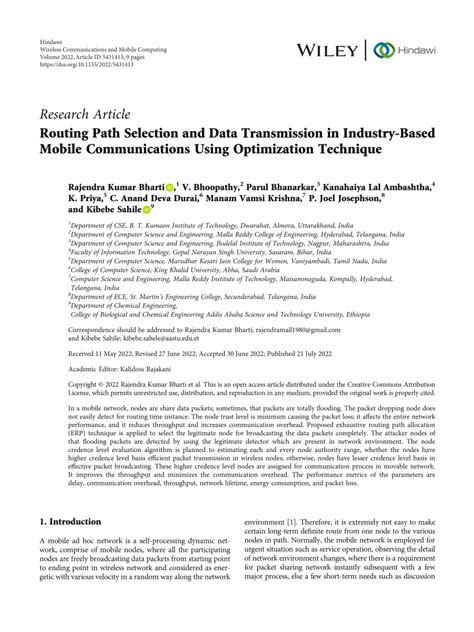 Pdf Routing Path Selection And Data Transmission In Industry Based Mobile Communications Using