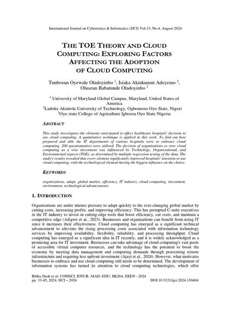 the toe theory and cloud computing exploring factors affecting the