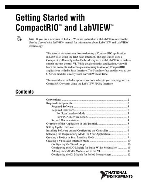 Pdf Getting Started With Compactrio And Labview National