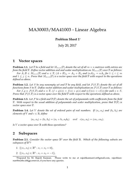 Vector Spaces Assg Pdf Vector Space Field Mathematics