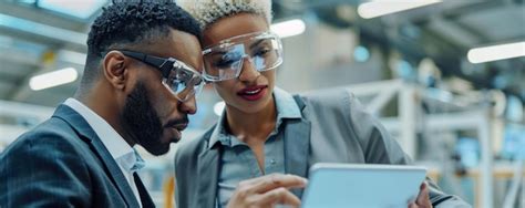 Premium Photo Male And Female Engineers Talking About Production In A